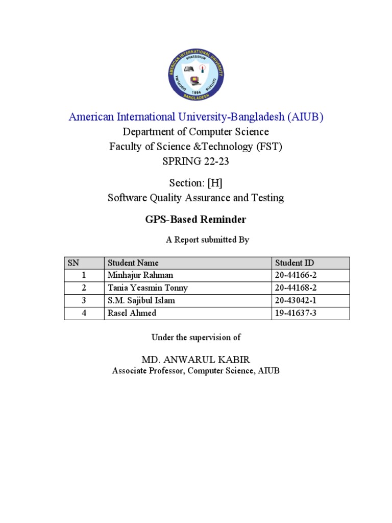 Gps Based Reminder System Test Plan Pdf Software Testing Usability