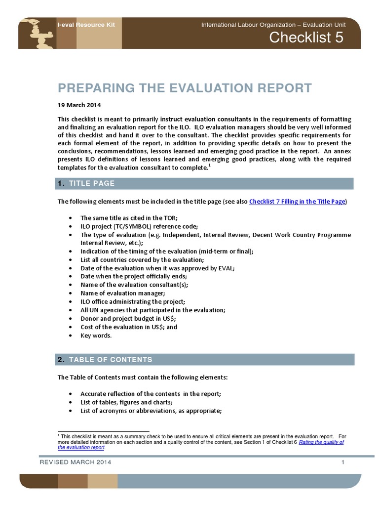 Evaluation Report Template and Guidance ILO | PDF
