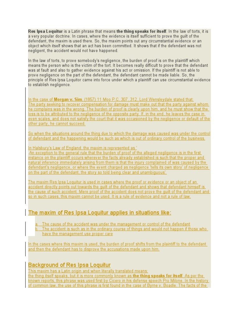 Res Ipsa Loquitur | PDF