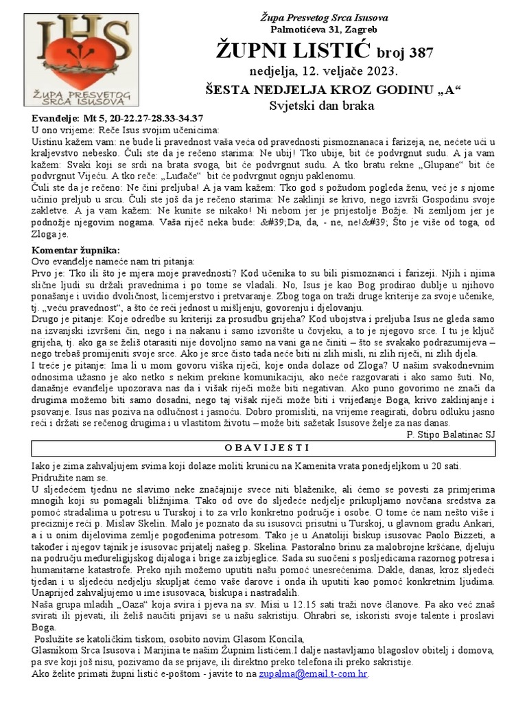 Zupni Listic 387 | PDF