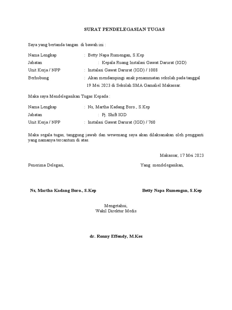 Surat Pendelegasian Tugas Cibet | PDF