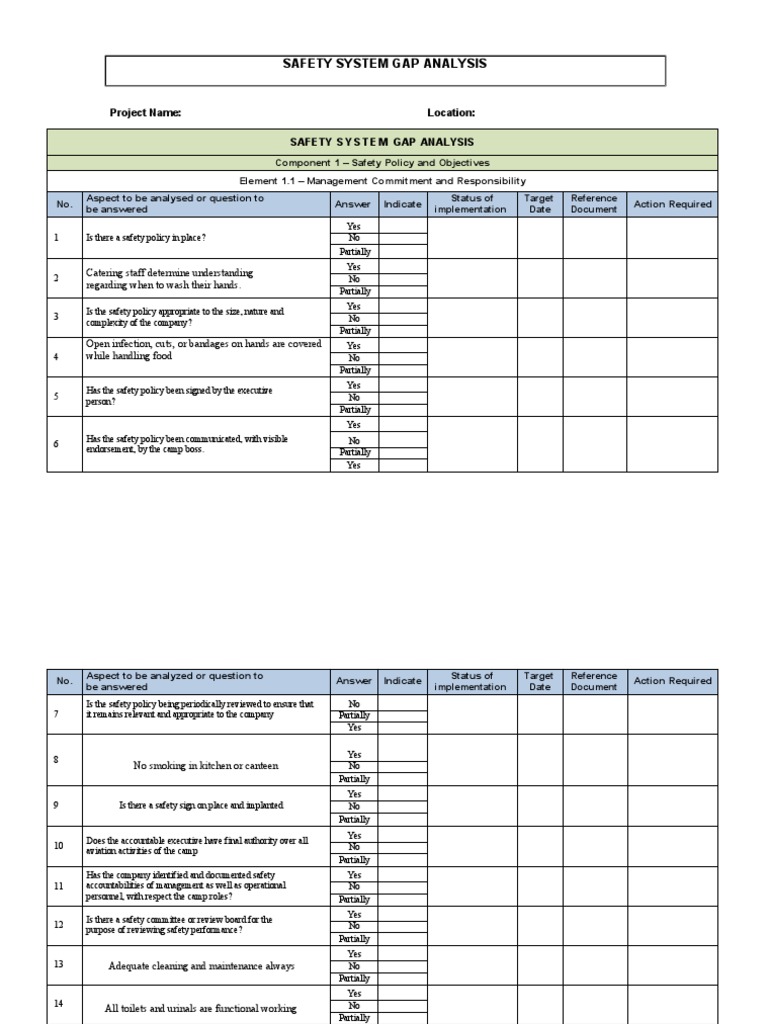 Safety Management System Gap Analysis | PDF