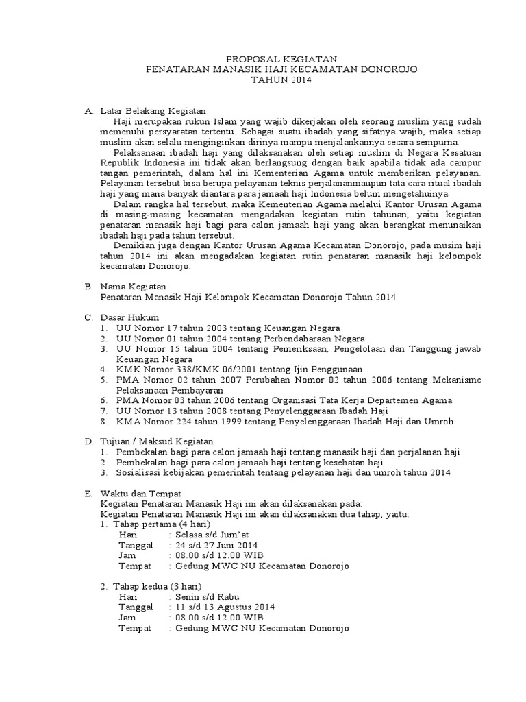 Proposal & Evaluasi Manasik Haji | PDF