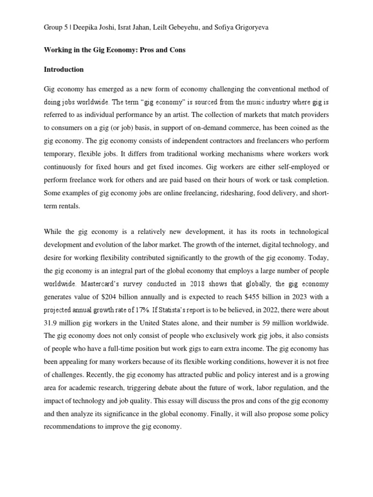 Working in The Gig Economy - Pros and Cons | PDF