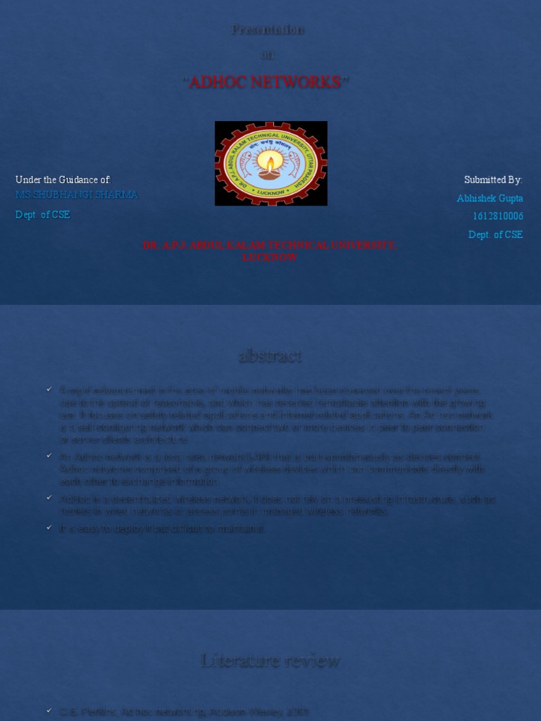 Adhoc Networks Presentation Pdf Wireless Ad Hoc Network Routing