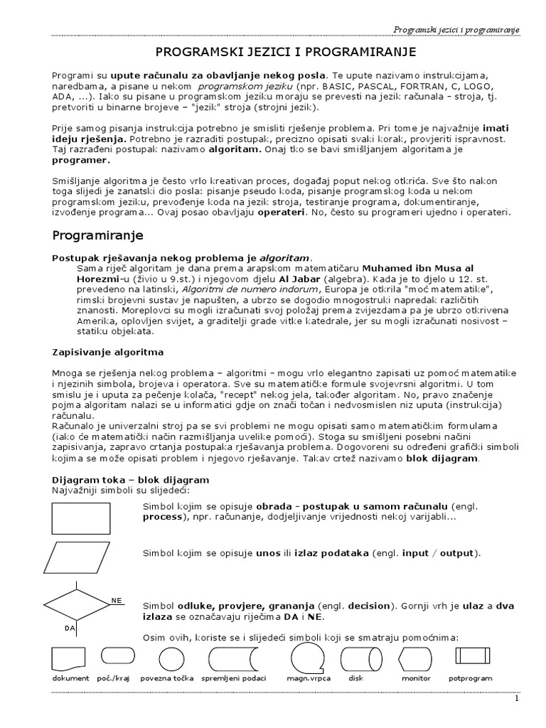Programski Jezici I Algoritmi | PDF