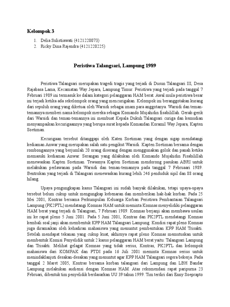 Peristiwa Talangsari - Kelompok 3 | PDF