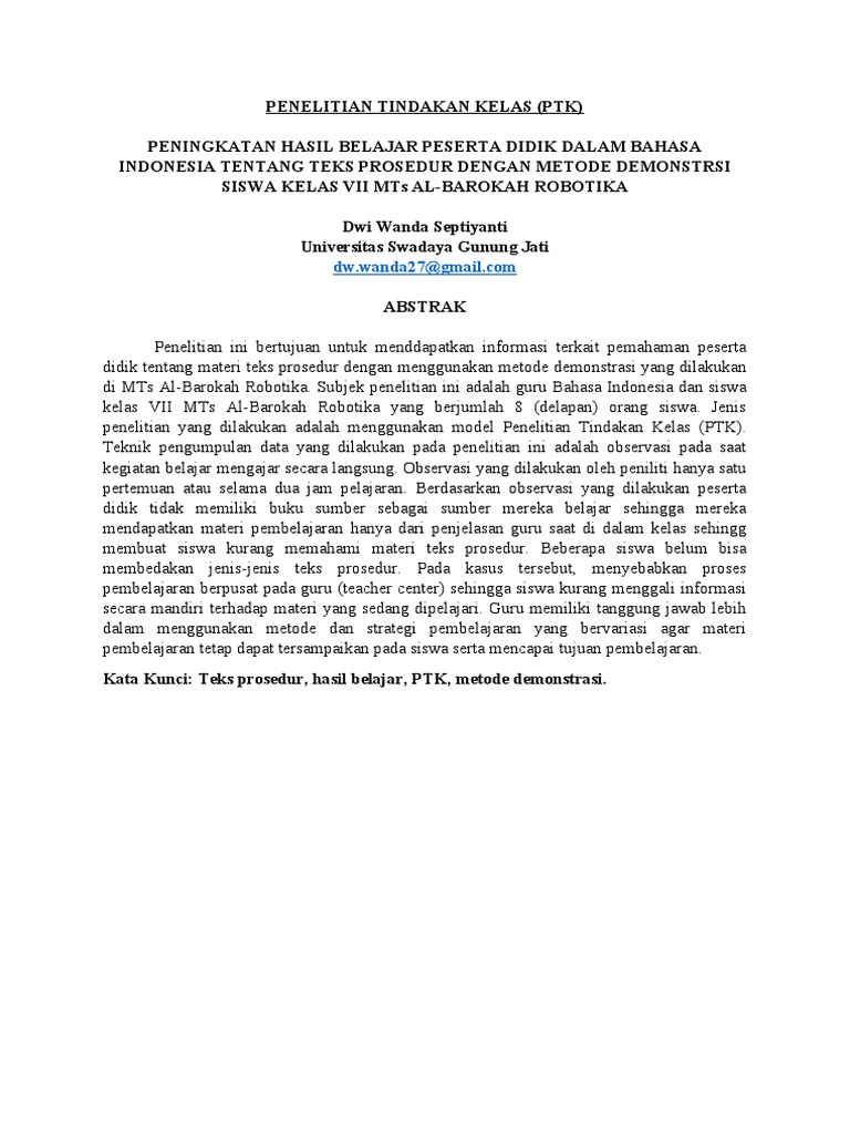 Dwi Wanda S - Proposal PTK | PDF | Karier & Perkembangan