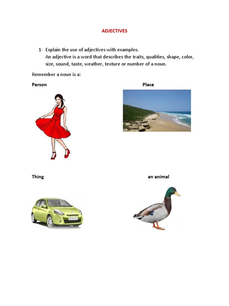ADJECTIVES | PDF | Adjective | Noun