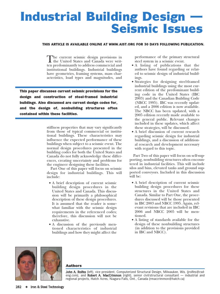 Seismic - Industrial - Bldgs Design Seismic Issues | PDF