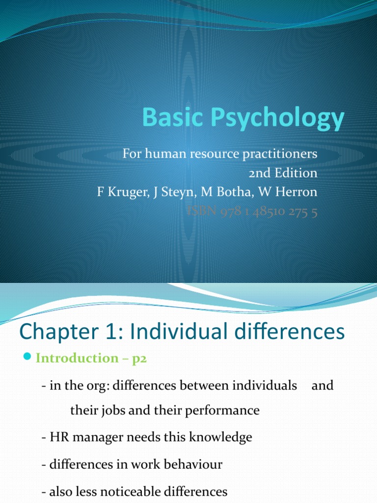 Basic Psychology: For Human Resource Practitioners 2nd Edition F Kruger ...