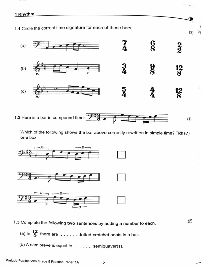 Grade 5 Test Paper 2a | PDF
