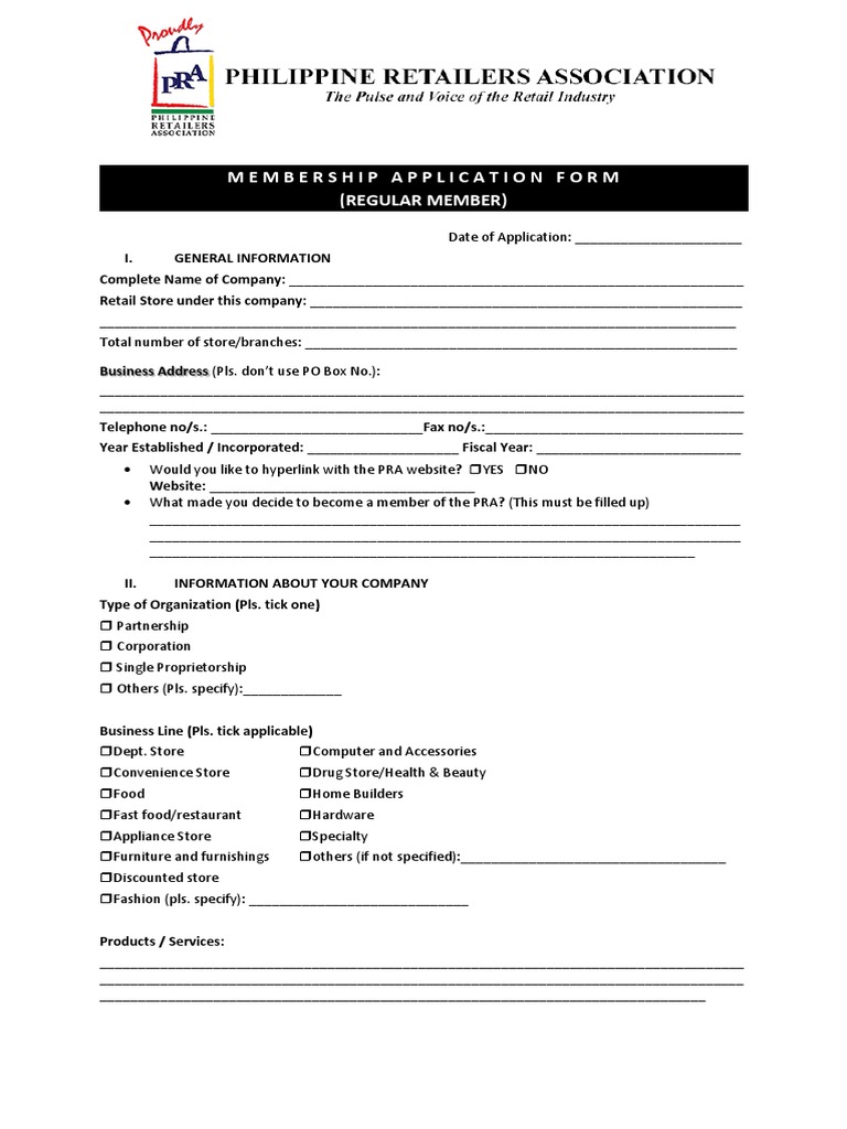 New Application Form For Regular Members | PDF | Mobile Phones ...