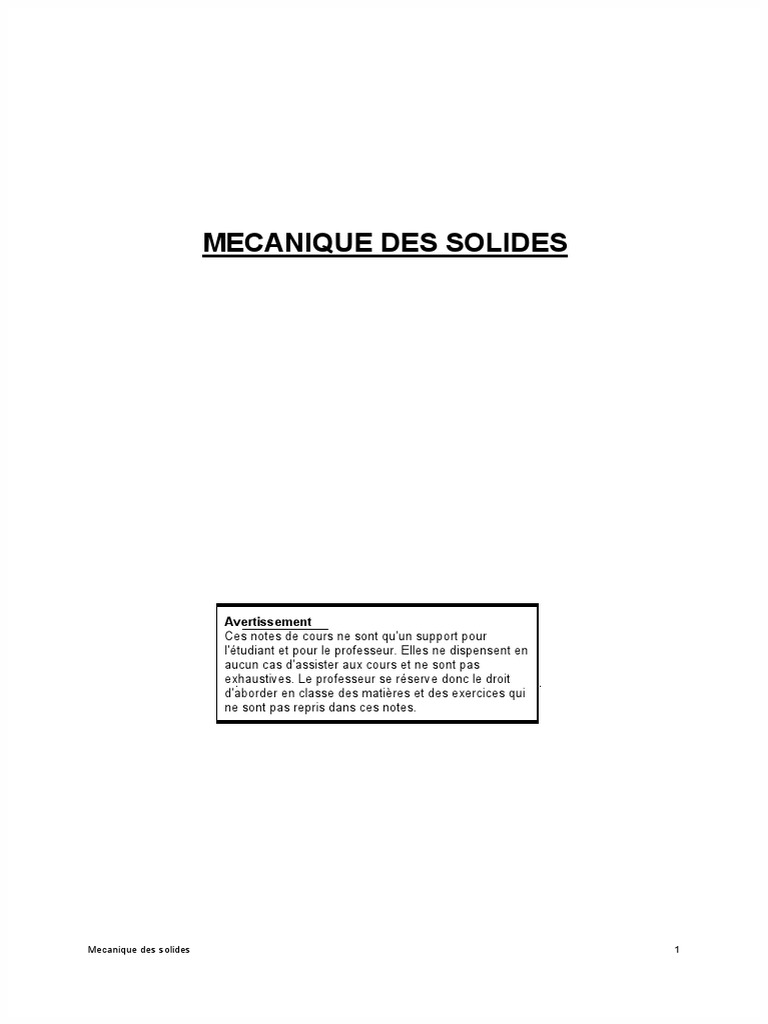 Mécanique Des Solides (0000000184489) | PDF