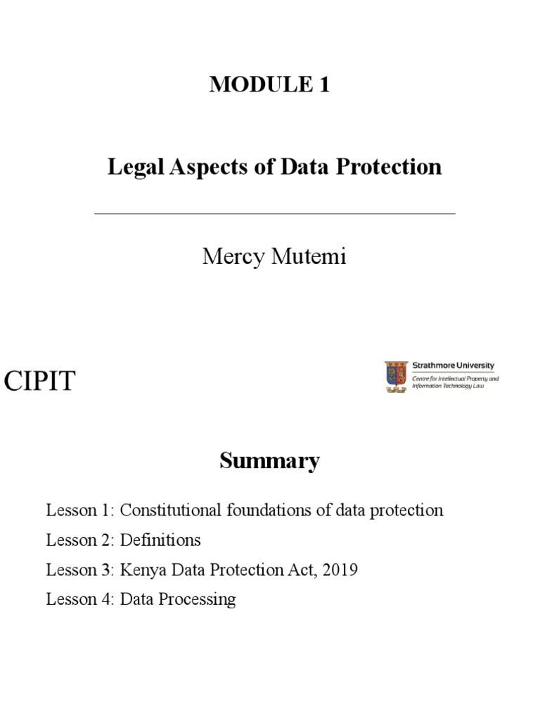 Module 1 - Legal Aspects of Data Protection | PDF