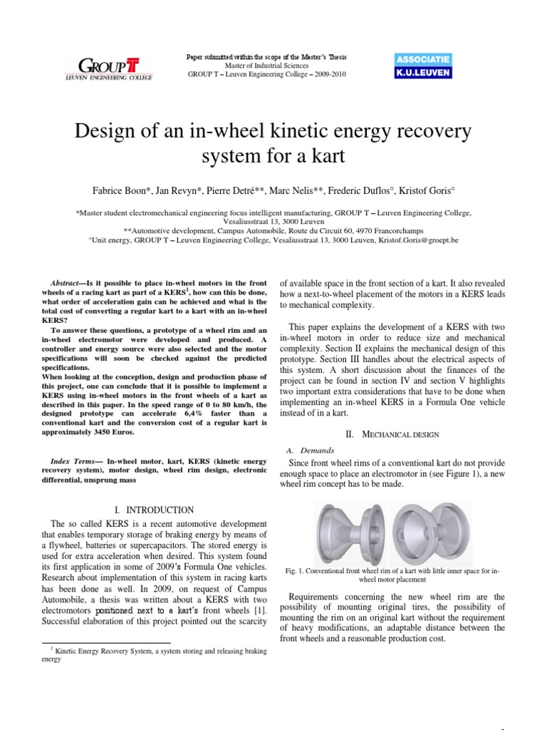In-Wheel KERS Design for Racing Karts | PDF | Electric Motor | Capacitor