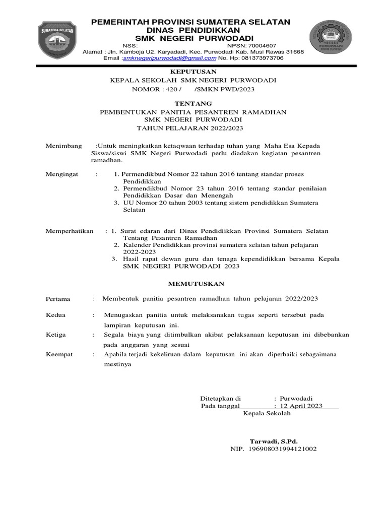 SK Pesantren Ramadhan | PDF