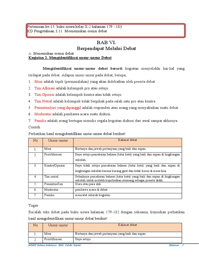 Unsur-Unsur Debat dan Penjelasannya | PDF | Seni & Disiplin Bahasa