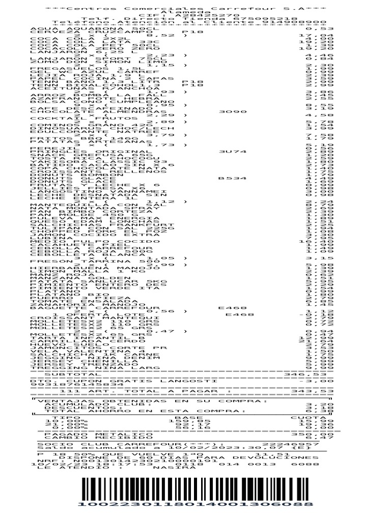 Ticket Carrefour | PDF