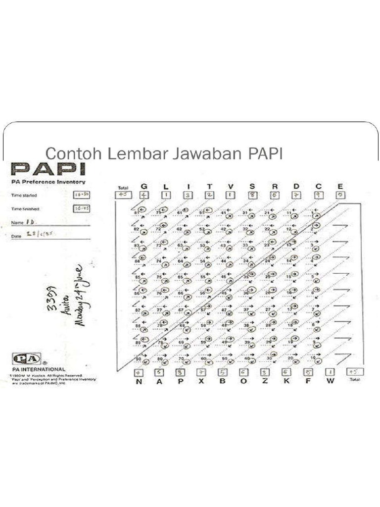 Contoh Lembar Jawaban PAPI | PDF
