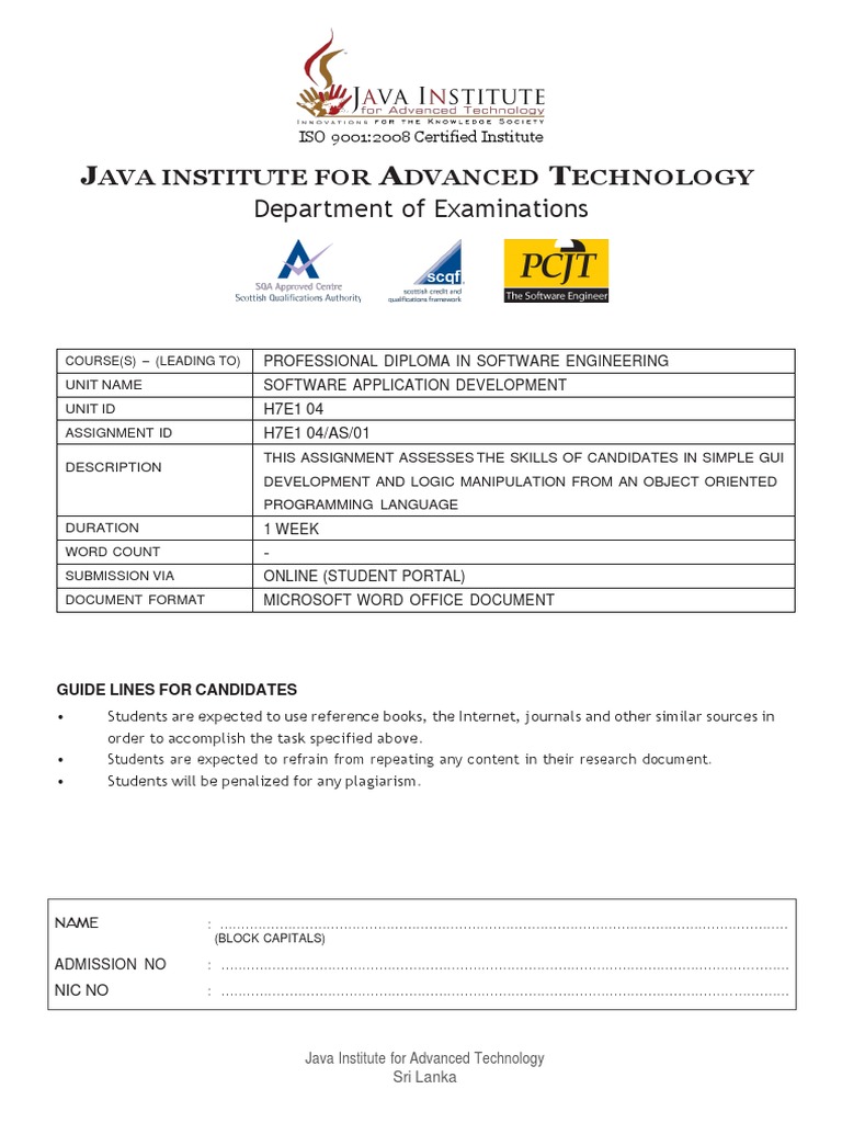 1682049501506-SAD ASSIGMENT 01 | PDF | Graphical User Interfaces | Java (Programming Language)