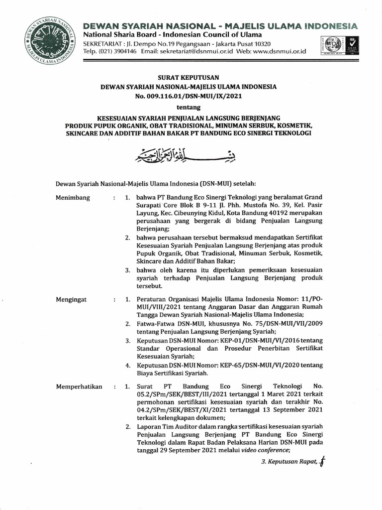 U-740 Lampiran Surat Keputusan (SK) PT BEST | PDF