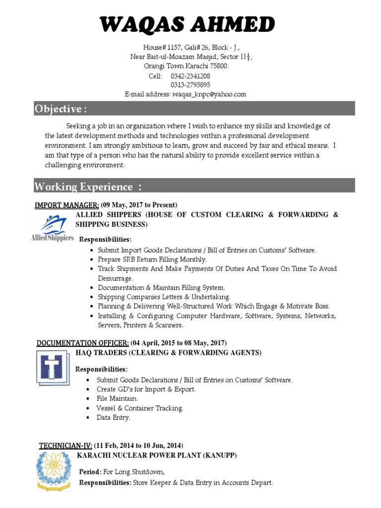 Waqas Ahmed Resume-1 | PDF | Computing | Software