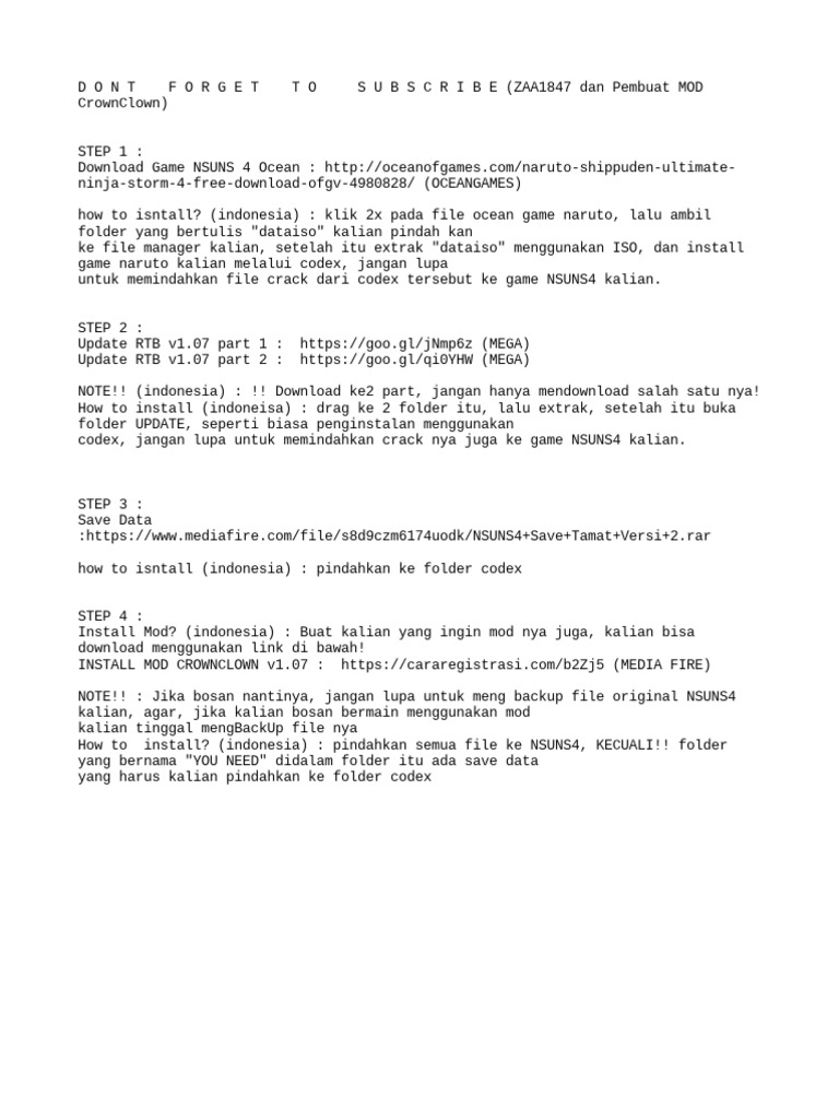 NSUNS 4 + UPDATE RTB v1.07 + MOD DLC + TUTORIAL | PDF