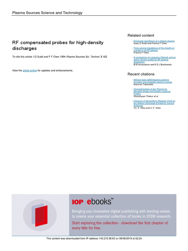 I D Sudit 1994 Plasma Sources Sci. Technol. 3 006 | PDF