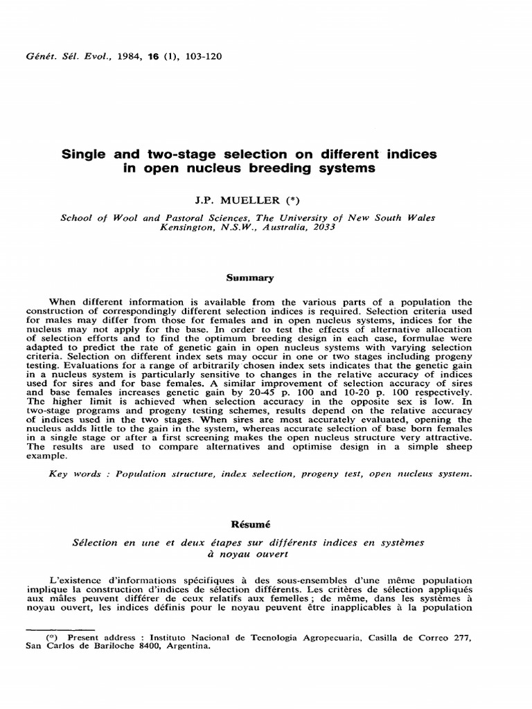Open Nucleus Breeding Strategies | PDF