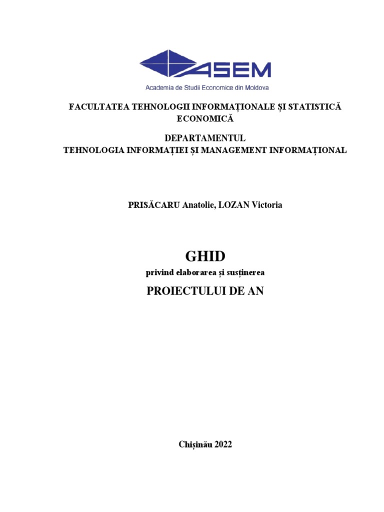 Ghid de Elaborare A Proiectului de An | PDF