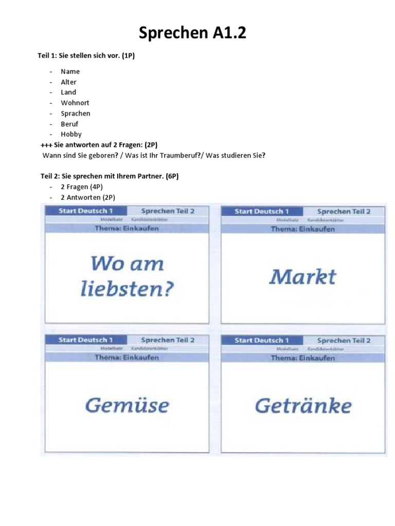 Sprechen A1 | PDF