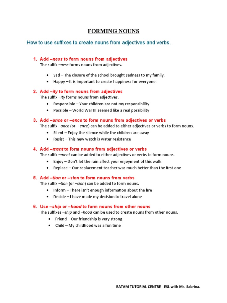 Forming Nouns | PDF