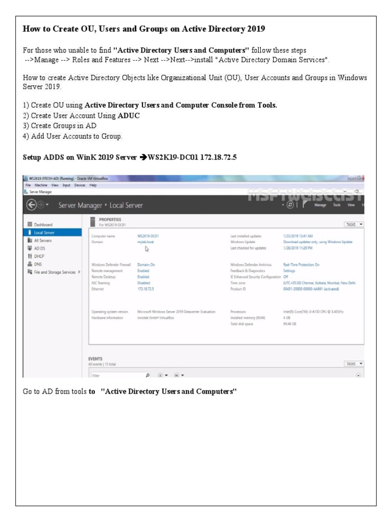04 How To Create OU, Users and Groups On WS2K19-DC01 | PDF