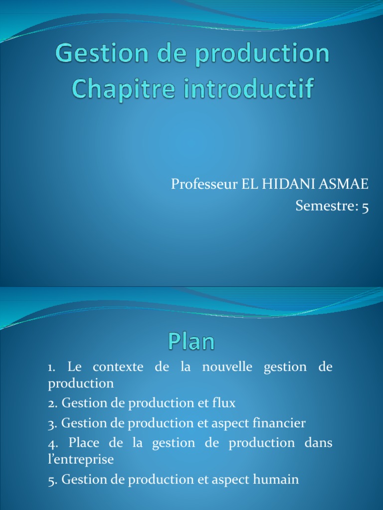 Gestion de Production : Concepts Clés | PDF