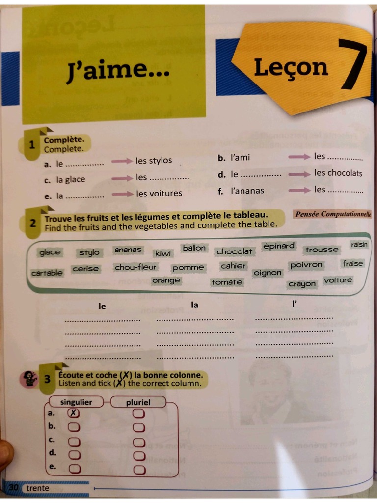 French Workbook Lesson 7 CL 5 | PDF