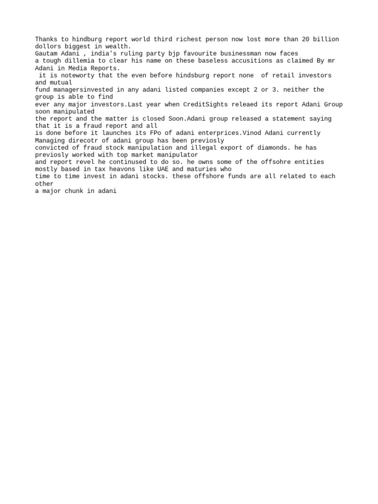 Adani | PDF | Finance & Money Management