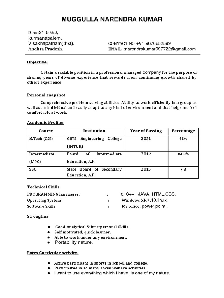 Muggulla Narendra Kumar | PDF | Personal Computers | Application Software