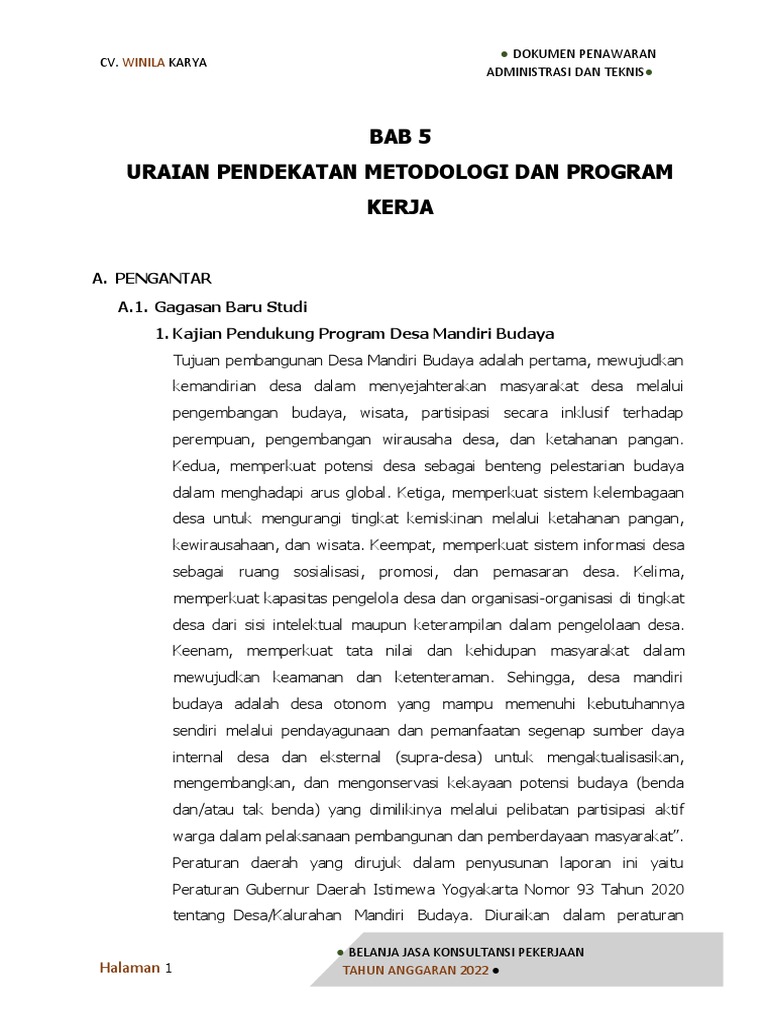 Bab 5. Pendekatan Metodologi Desa Kepek | PDF