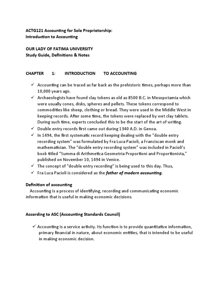 Accounting Basics for Sole Proprietorships | PDF
