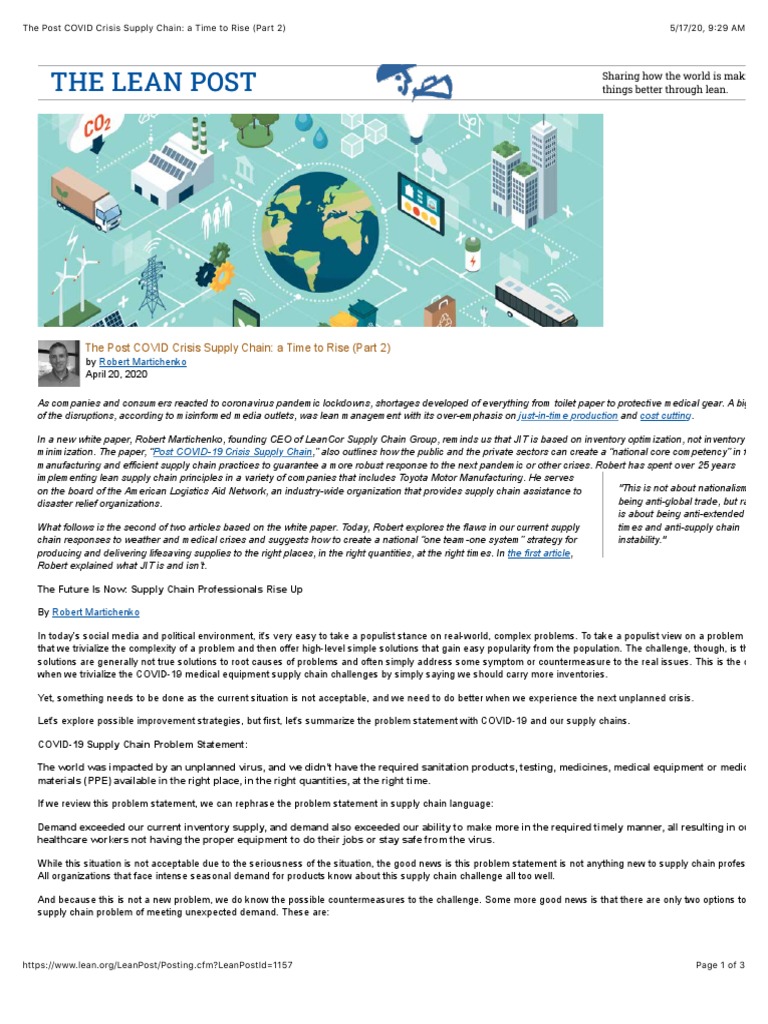 The Post COVID Crisis Supply Chain: A Time To Rise (Part 2) | PDF