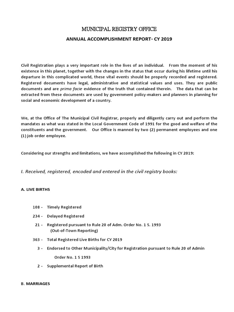 Accomplishment Report 2019 MCR | PDF