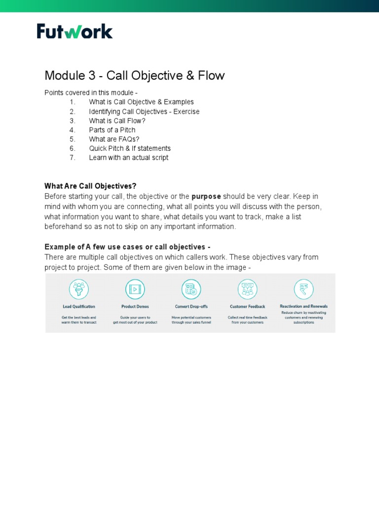 Revamped Module 3 - Call Objectives & Call Flow _Final | PDF | Faq ...
