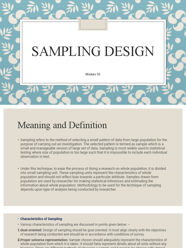 Module III-Sampling Design | PDF