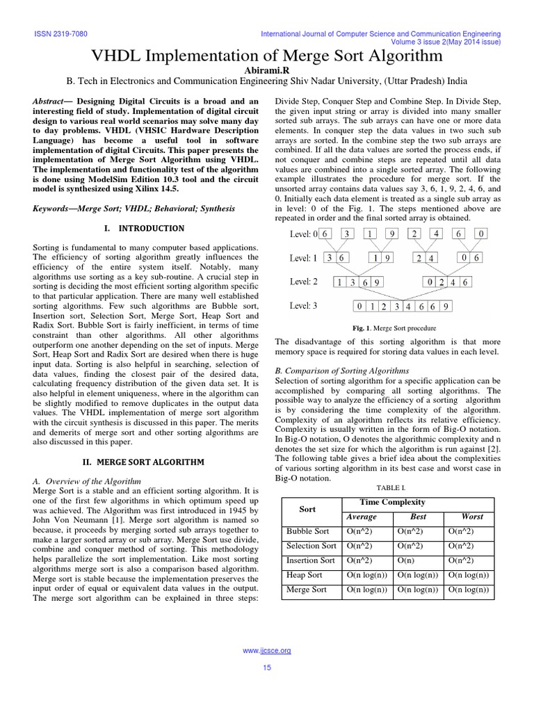 Dokumen - Tips - VHDL Implementation of Merge Sort Algorithm | PDF