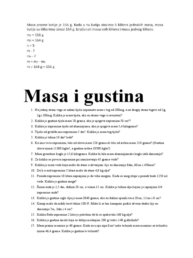 Masa I Gustina - Fizika | PDF