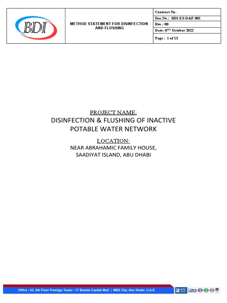 MS For Chlorination and Flushing | PDF