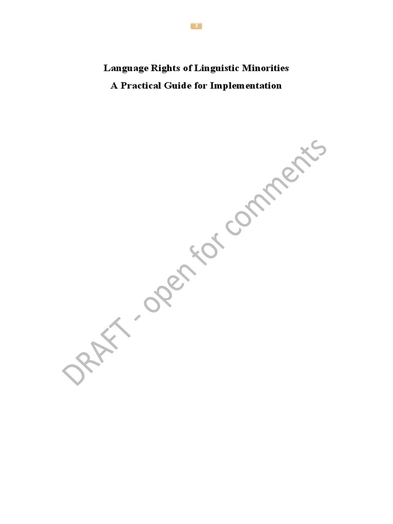 Language Rights Linguistic Minorities Handbook | PDF