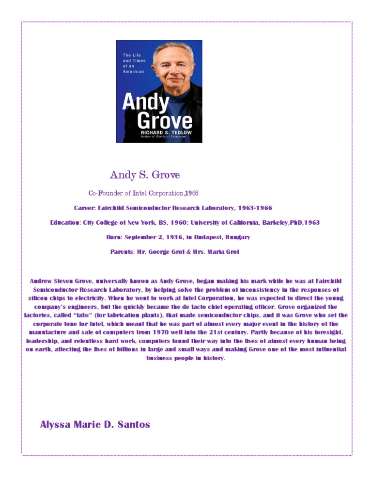 Andy Grove: Intel Co-Founder Legacy | PDF