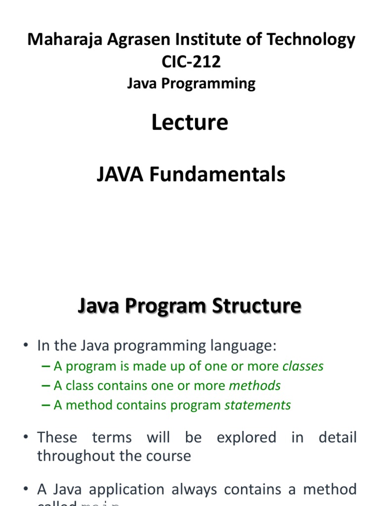 Lecture 7 Java Fundamentals Pdf